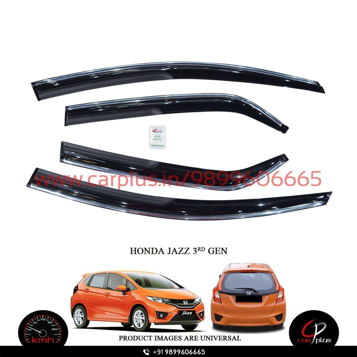 KMH Chrome Line Door Visor For Honda Jazz CARPLUS