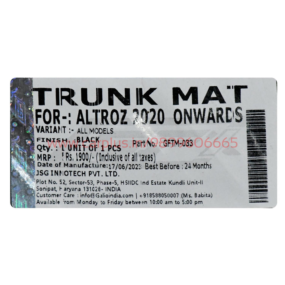 GFX Car Trunk Mat for Tata Altroz 2020 2023 CARPLUS