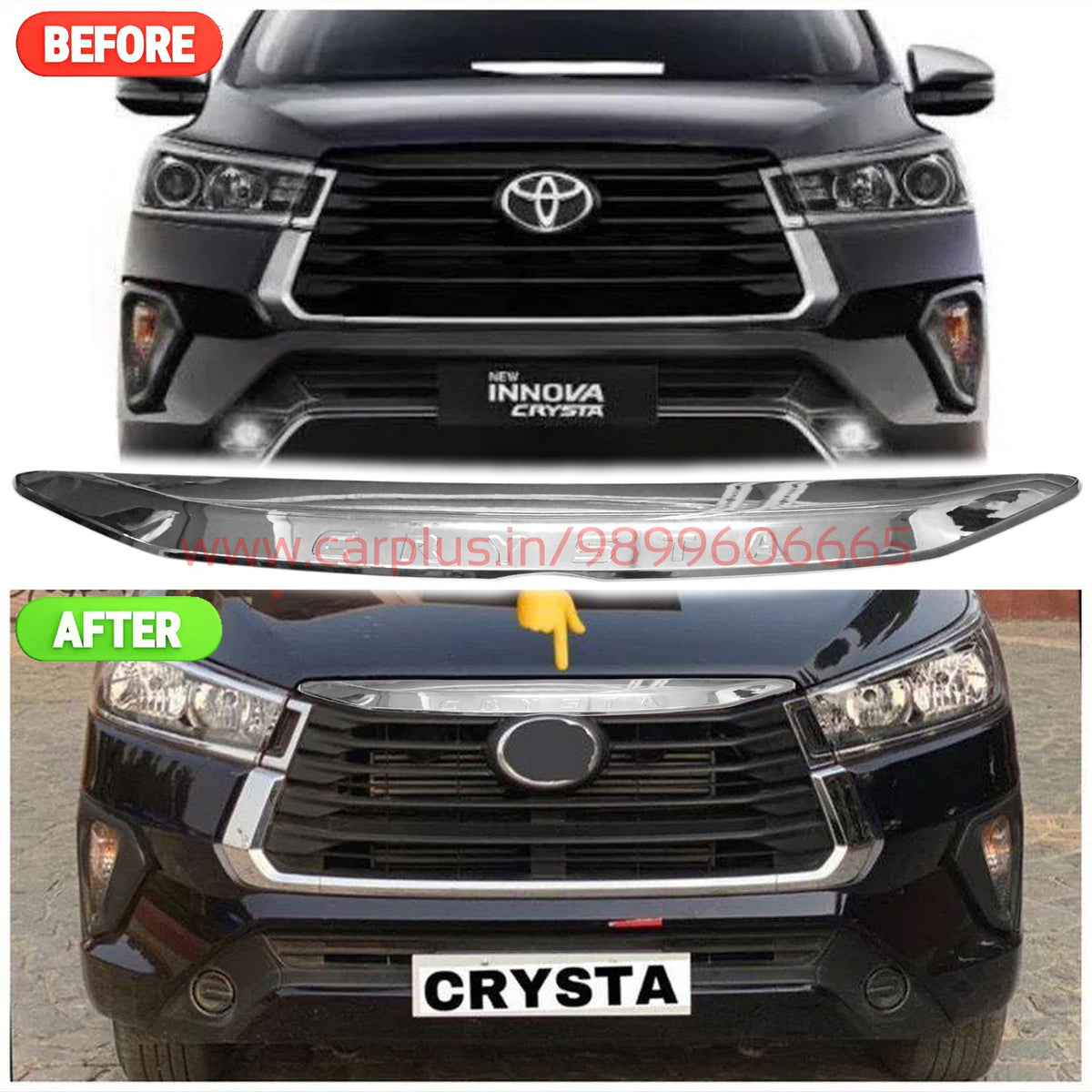 KMH Bonnet Trim Chrome for Toyota Innova Crysta (2nd GEN FL) – CARPLUS