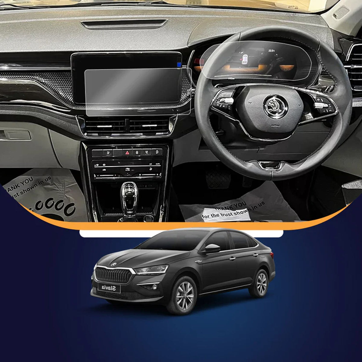 KMH Premium Screen Protector for Skoda Slavia (Infotainment + Cluster ...