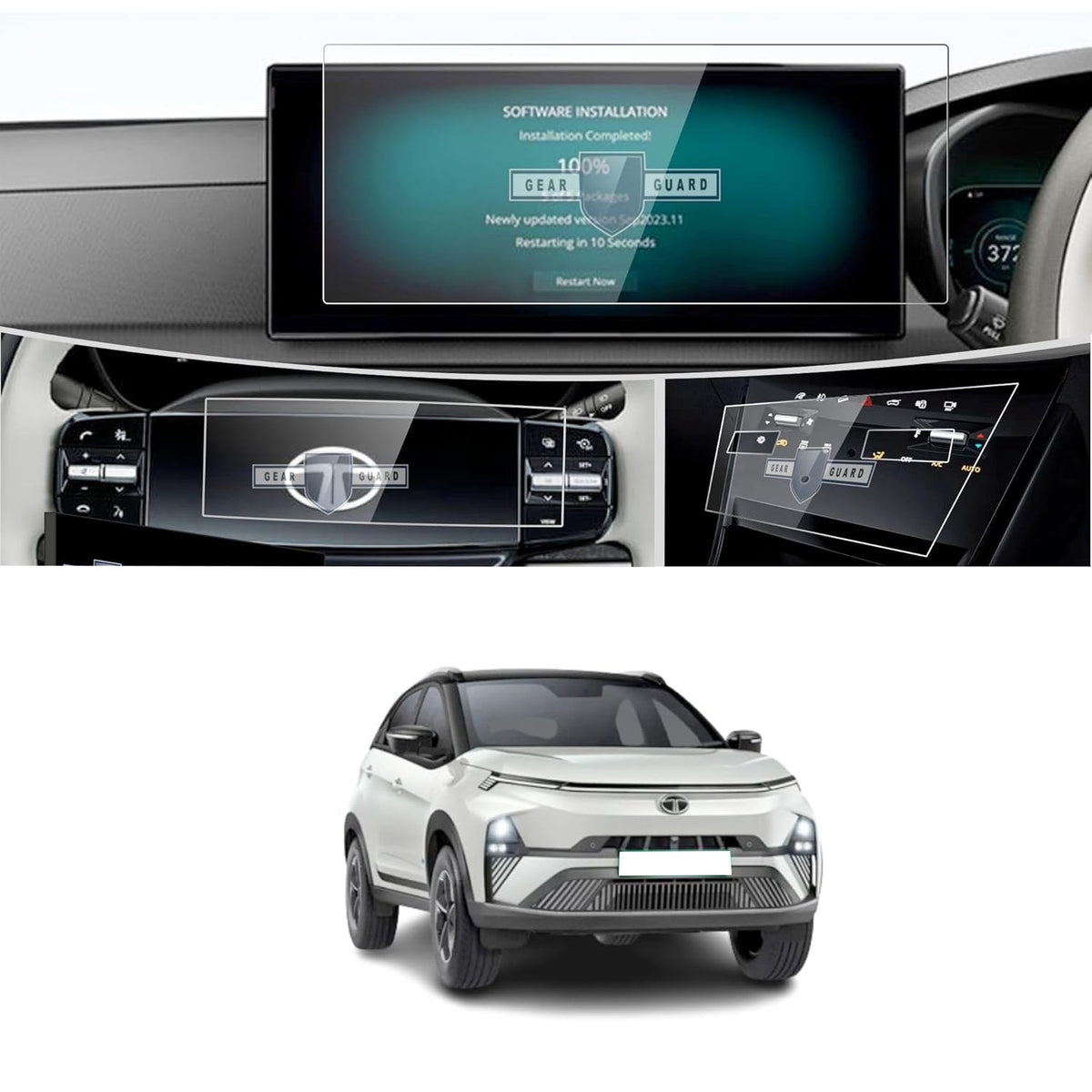 KMH Premium Screen Protector for Tata Nexon 2023 Info(Sharp Edges)+Clu ...