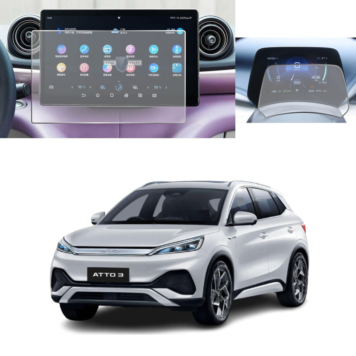 KMH Screen Protector for BYD ATTO 3 (Infotainment + Cluster) – CARPLUS