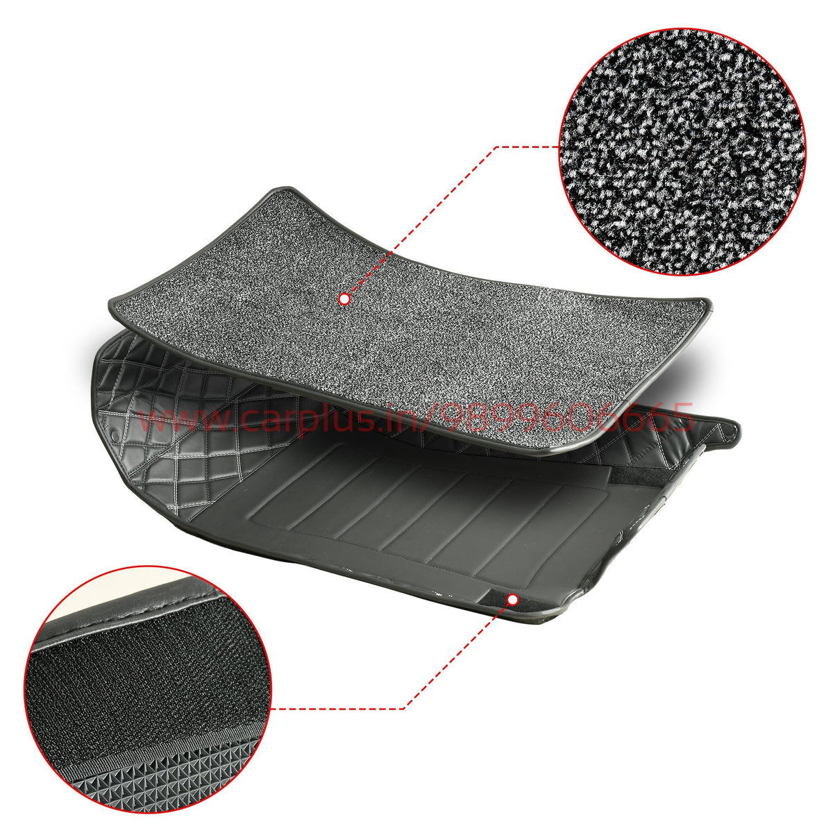 Top Gear 4D Pristine Coral Car Mats for Mahindra Thar III AT-Crown Bla ...