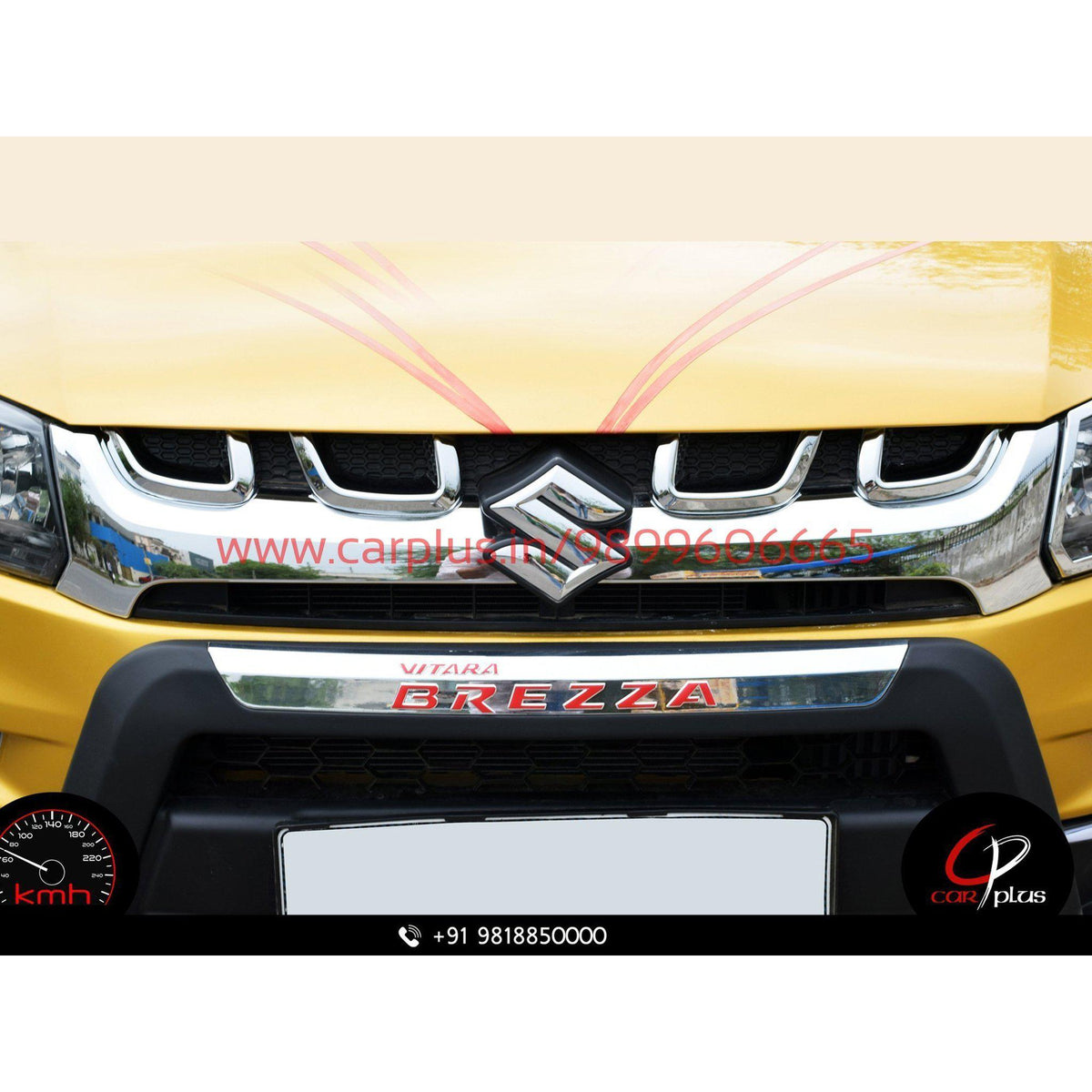 KMH Front Grill Chrome for Maruti Suzuki Brezza (1st GEN, Set of 4Pcs ...