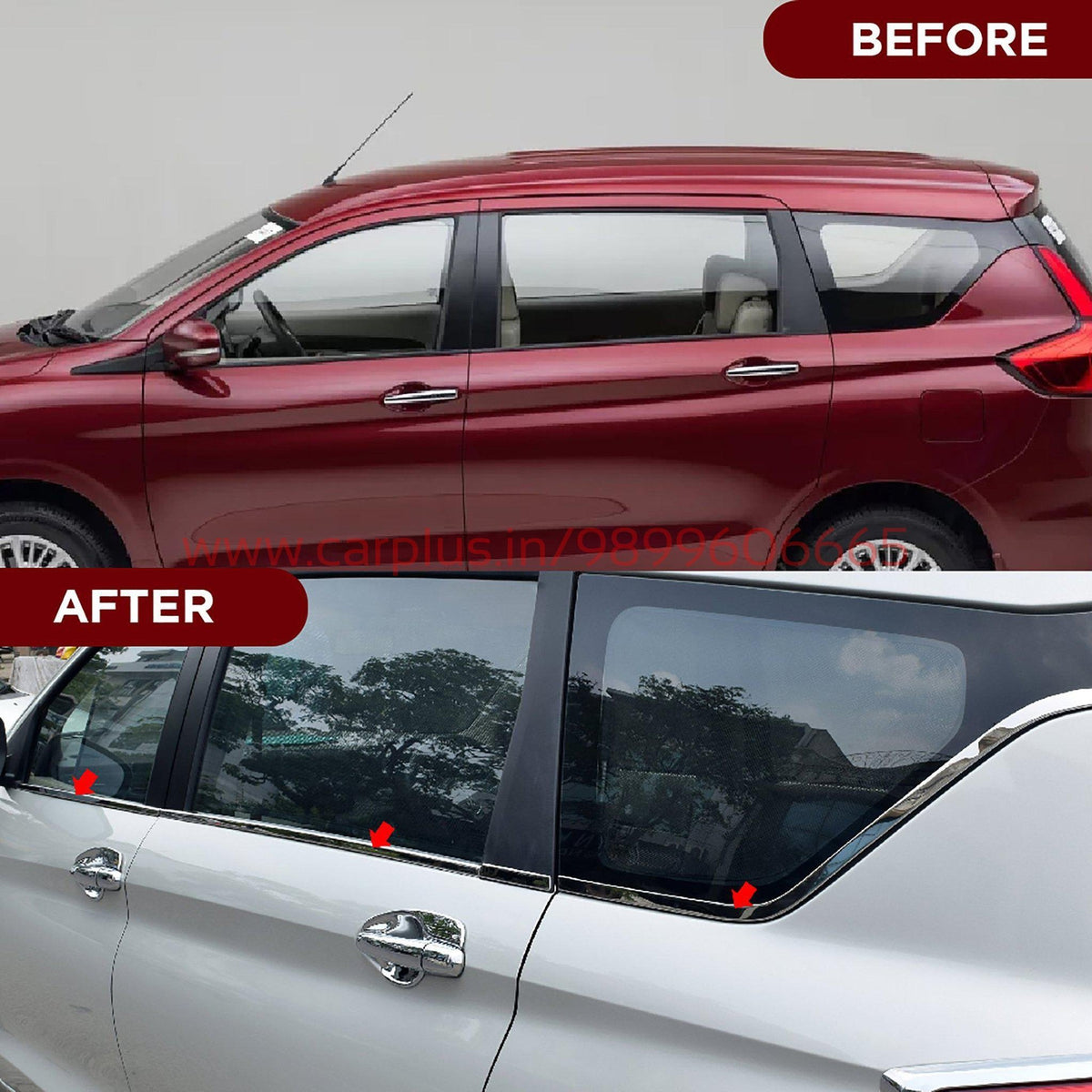 KMH Lower Window Garnish Chrome for Maruti Suzuki Ertiga (2nd GEN, Set ...